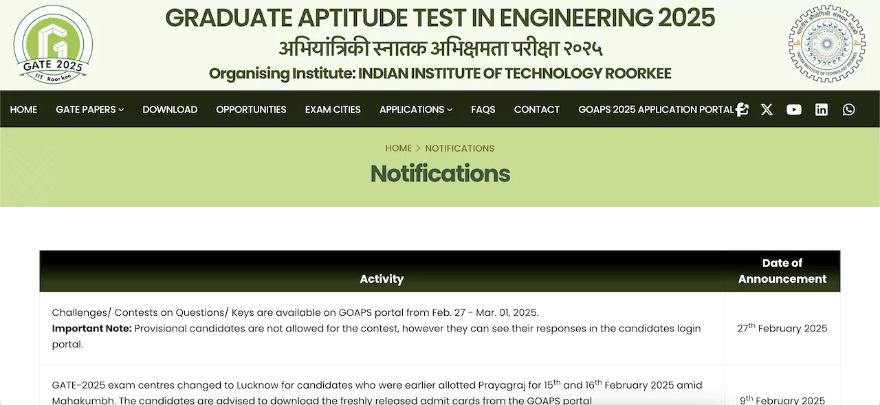 GATE 2025 Response Sheet Out at GOAPS portal, Step to download ...